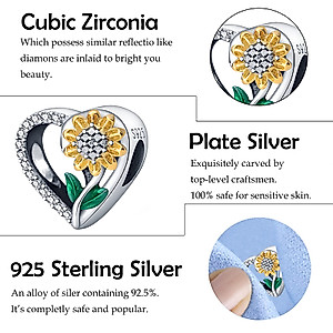 LENDPLEX 925 Sterling Silver Charms Beads Fit for Bracelets Pendants Necklace and DIY Family Jewelry Gifts for Women Girls.