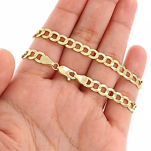 Nuragold 14k Yellow Gold 6mm Solid Cuban Curb Link Chain Necklace, Mens Jewelry 16" 18" 20" 22" 24" 26" 28" 30"