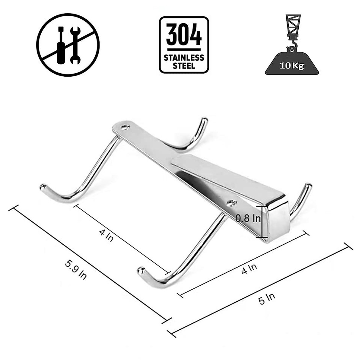 Kakuru Coffee Mug Organizer. Mug Rack Hanger, 4 Hooks Under Cabinet, 2 PCS Stainless Steel, Best Choice for Space Saving