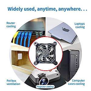 USB Computer Fan Electronics Cooling Fan DC 5V 80mm Computer Fan USB Cooling Fan for Computer Case CPU Routers Receiver Cabinets Cooling (2 Pack)