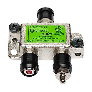 Directv [mrv] SWM 2 Way Splitter 2-2150 Mhz 1 Port Power Passing Weather Se [msplit2]