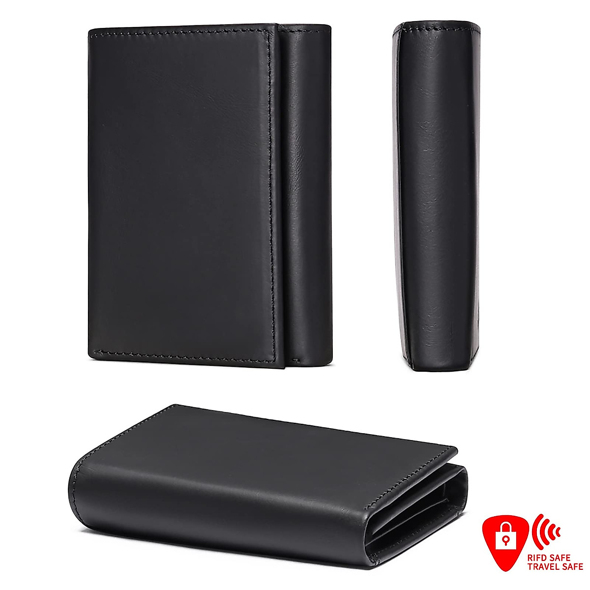 FALAN MULE Men's Wallet Genuine Leather Trifold Wallet With ID Window