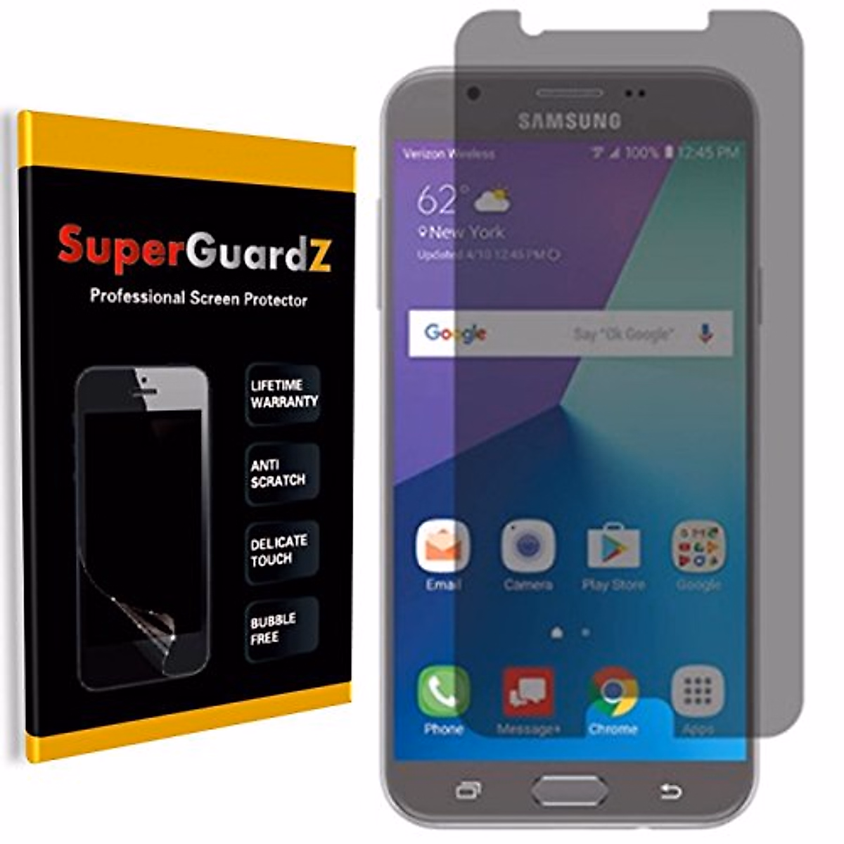[2-Pack] Samsung Galaxy J7 Prime Screen Protector [Privacy Anti-Spy], SuperGuardZ, Anti-Glare, Anti-Scratch, Anti-Bubble [Lifetime Replacement]