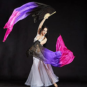 RAZZUM Belly Dance Fan Gradient Fan for Hand Props Fan (Color : Purple+Rosy+White, Size : 180cm)