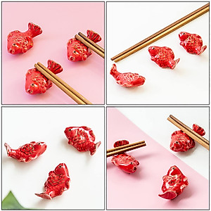 Abaodam 2pcs Fork Rest Decorations Rests Creative Japanese Dining Ceramic Spoon Knife Table Accessory Home Fish Chinese for Chopsticks Stand Holder Calligraphy Chopstick Goldfish Shaped