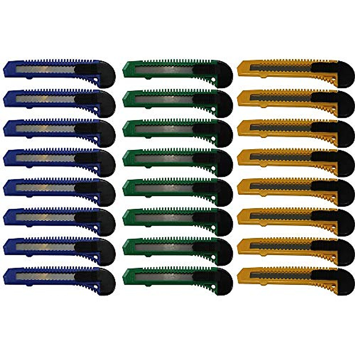 Box Cutter Utility Knife Tool with Retractable Snap off Razor Blade x24 Mix Color