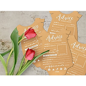 Summer-Ray.com 50pcs Baby Onesie Baby Prediction and Parenthood Advice Cards for Baby Shower 5" x 7" Heavyweight (Baby Girl)