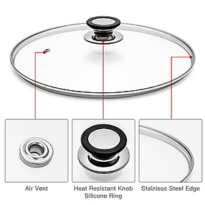 Tempered Glass Lid with Heat Resistant Handle,9.5"/24cm, Clear