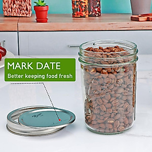 Woaiwo-q 4 Pack Wide Mouth Mason Jars 16oz, Mason Jars with Metal Airtight Lids and Bands - For Canning, Fermenting, Pickling - Jar Décor/Microwave/Freeze/Dishwasher Safe