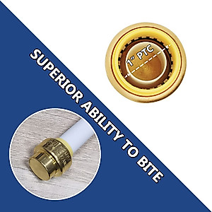 HQMPC 1" Push Fit PEX End Cap, Push-to-Connect, No lead Brass Plumbing Fittings for Copper, CPVC 6Pcs Disconnect Clip Included