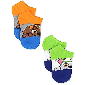 Paw Patrol Boys Girls 6 Pack No Show Socks (Shoe: 4-7 (Sock: 2-4), Paw Patrol Multi)
