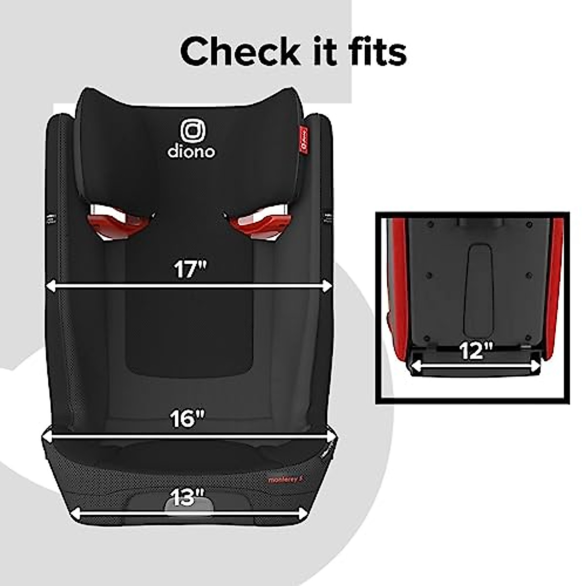 Diono Monterey 5iST FixSafe High Back Booster Car Seat with Expandable Height and Width, Compact Fold to Full Size Booster, Foldable, Portable Booster for Go-Anywhere Travel, Black Jet