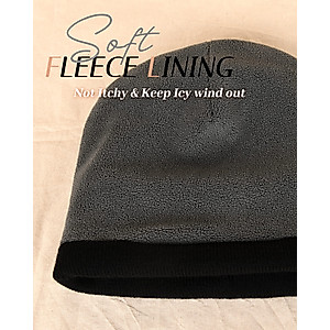 FURTALK Beanie Hats for Women Men Fleece Lined Winter Hats Soft Warm Womens Beanies for Winter Black