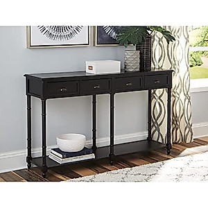 Signature Design by Ashley Eirdale Vintage Casual 4 Drawer Console Sofa Table, Black