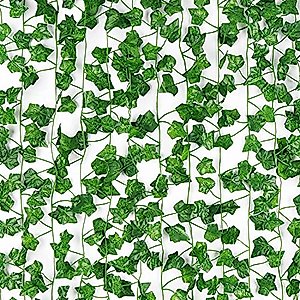 Artflower Fake Vines for Bedroom, 8 Pcs 56Ft Fake Ivy Vines Greenery Garland Artificial Ivy Leaves Fake Hanging Plants for Office Garden Wedding Wall Room Decor