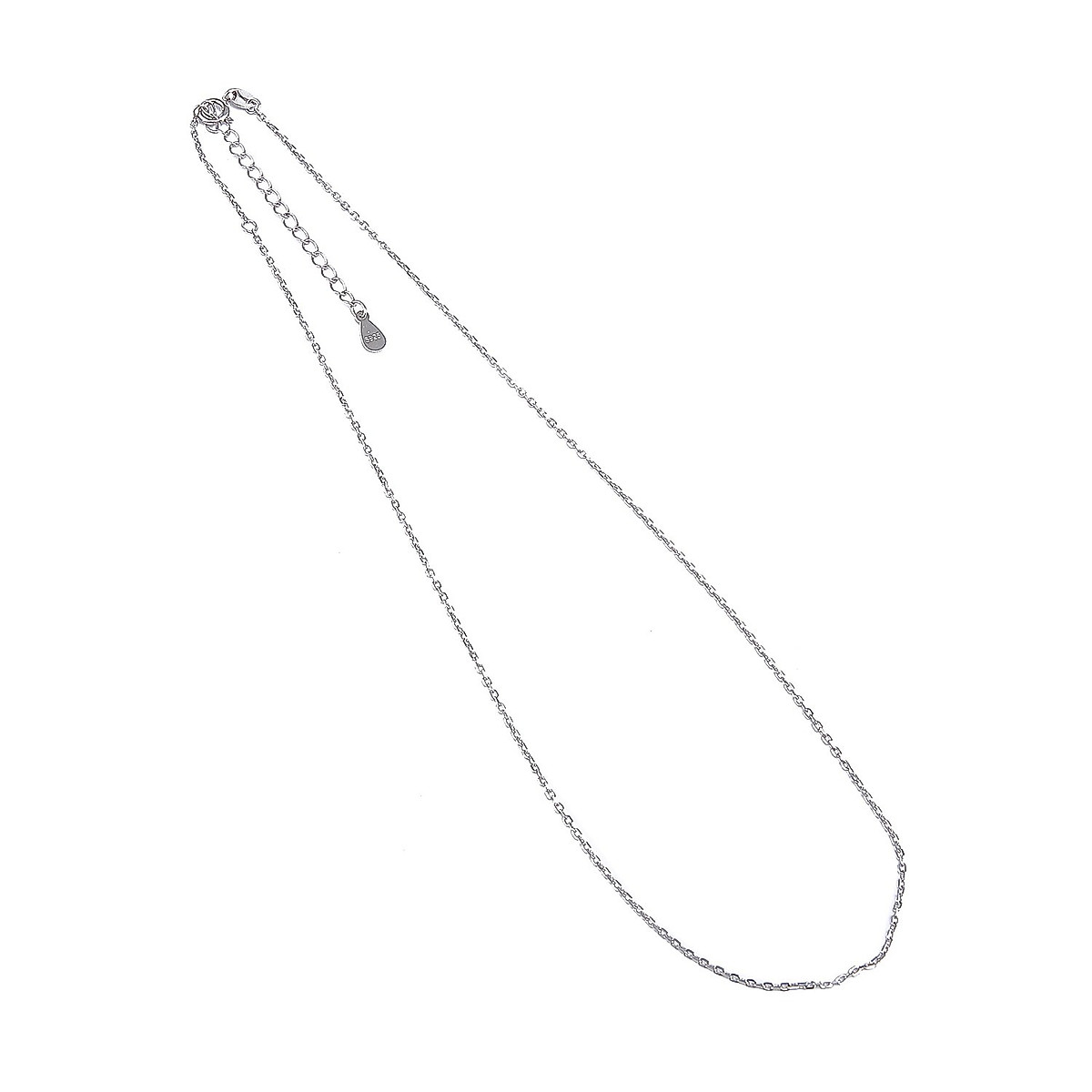 ZEONMEI 925 Sterling Silver 1MM Cable Chain Necklace Spring Clasp Adjustable 15" - 18"