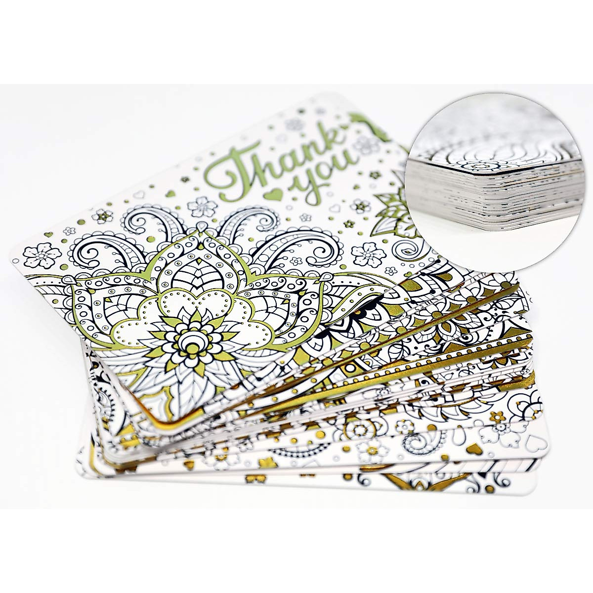 VICTORIA CHUKALINA PUBLISHING Thank you coloring postcards. Set of 20 coloring postcards on thick paper with gold foil accents on each card and rounded corners