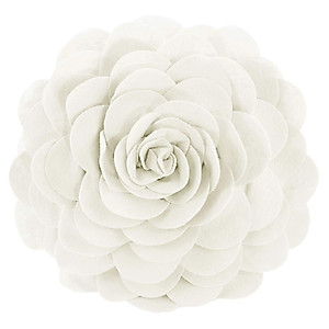 Fennco Styles Eva's Flower Garden Decorative Throw Pillow Cover 16" Round - Ivory Floral Accent Pillow Case for Home, Couch, Bed, Living Room, Holiday and Office Décor