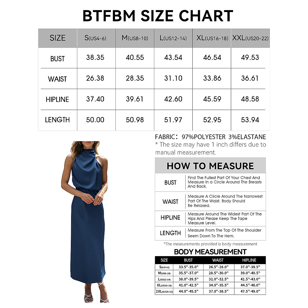 BTFBM Womens Sleeveless Cocktail Dresses Mock Neck Keyhole Elastic High Waist Evening Party Maxi Wedding Guest Dress(Solid Dark Blue, Large)