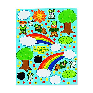 Fun Express Shamrock St. Patrick's Day Sticker Scenes (Makes 12) Kids DIY Arts & Crafts, Classroom Supplies
