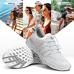 SEEKWAY Mens Womens Water Shoes Quick Dry Aqua Shoes Barefoot for Beach Surf Hiking Pool Water Sports AD051 White