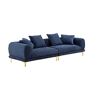 EMKK 108.3'' Sofa Couch for Living Room, Modern Mid-Century 4 Seater with 4Pillows, Upholstered Sofá with Metal Wood Legs for Living Room, Bedroom and Lounge,Apartment Office