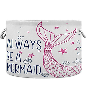 visesunny Storage Basket Mermaid Tail Nursery Hamper Basket Clothes Toy Storage Organizer Bin Box Collapsible Laundry Bag for Kid Room,Playroom,Bathroom,Living Room,Dorm,Office