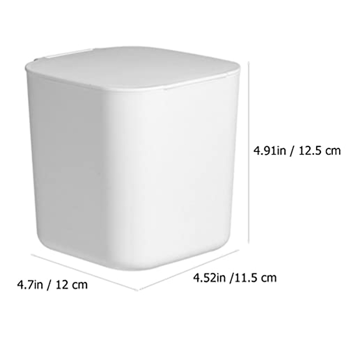 DOITOOL Organizer Round Kitchen Table Table Trash Can Mini Wastebasket Compost Bin Countertop Plastic Garbage Can with Press Type Lid for Bathroom Vanity Countertop White Portable Jewelry Small