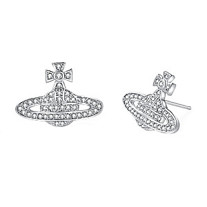 Medsor Saturn Earrings Aesthetic Cubic Zircon Silver Saturn Stud Earring