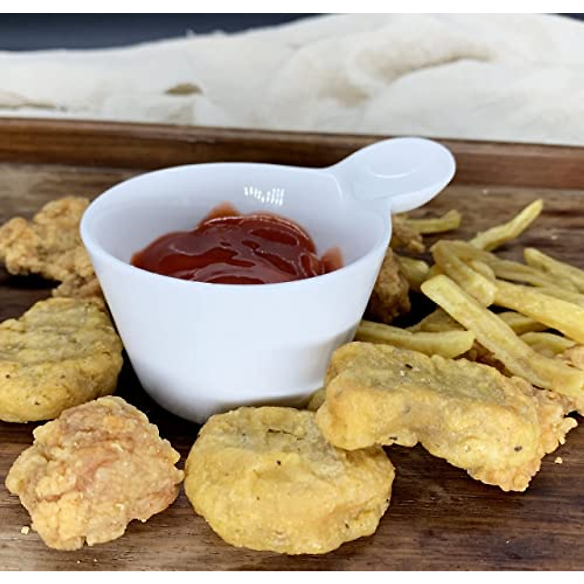 NC 3 Oz porcelain Dip Bowls with Handle, Ketchup Sauce Dish, Ceramic Dipping Bowl Set, Serving Bowls for Side Dishes,Set of 6