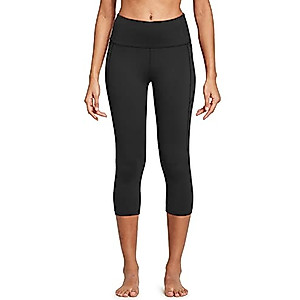 BALEAF Women's Capri Leggings Workout Yoga Running Capris High Waisted Pull On Cropped Leggings with Pockets Black M
