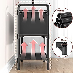 Calmootey Clothing Rack with Storage Bag,Non-woven Shelves for Shoes,Multi-Functional Garment Rack for Bedroom,Hallway,Black