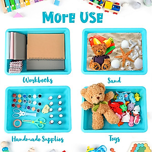 Kigley 10 Pcs Flat Storage Tray Organizer Bin Letter Size Paper Trays for Classroom Art Activity Plastic Stackable File Paper Organizer for Teacher Students School Office Book Organization