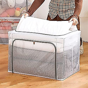 ZyHMW Large Foldable Clothing Storage Bags 2PCS, 66L Clothes Storage Bins, Thick Fabric Closet Organizers and Storage (Color : GauzeD) (Color : Waterproof a)