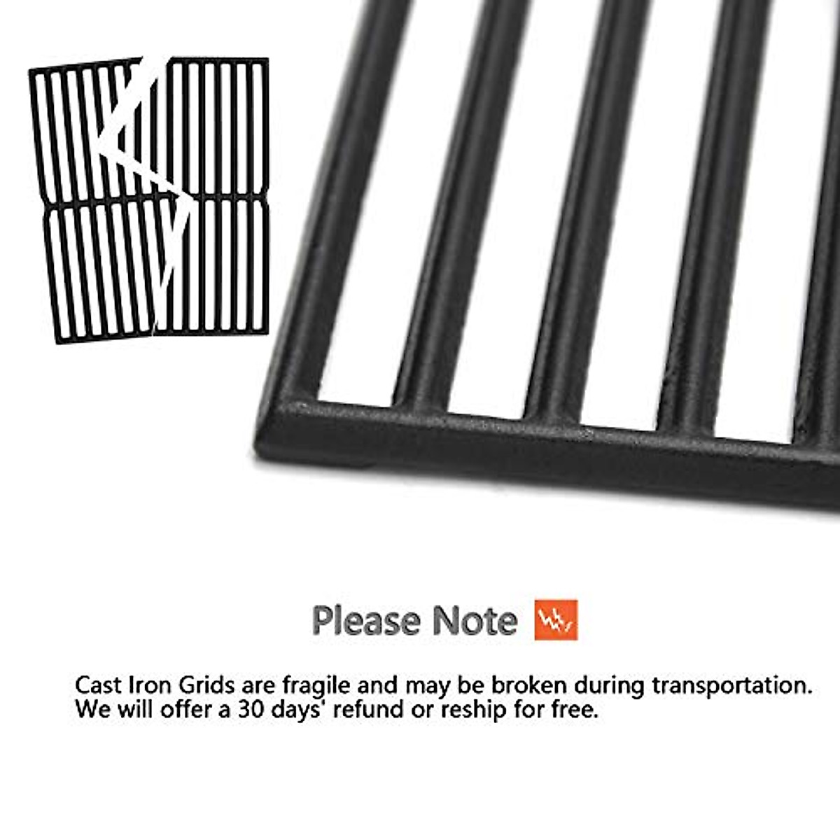 Hongso 7522 7521 15" Cast Iron Grill Grates Replacement for Weber Genesis Silver A, Spirit 500, Spirit E-210, Spirit S-210 Gas Grill (with Side-Mounted Control Panels), 7523, 65904, 65905, PCG522