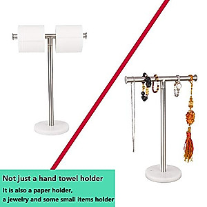 neutral brand Freestanding Towel Rack Hand Towel Stand with Heavy Marble Base, Bathroom Towel Holder SUS304 Stainless Steel, Brushed Nickel Rod