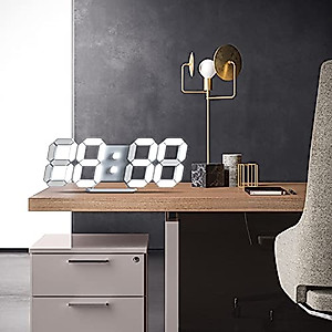 MSAFF 3D LED Digital Alarm Clock 9.7" Auto Adjustable Brightness with Remote Control, Wall Clock for Bedroom Living Room, Night Light, 12/24h Display, Date Temperature, Looping Display