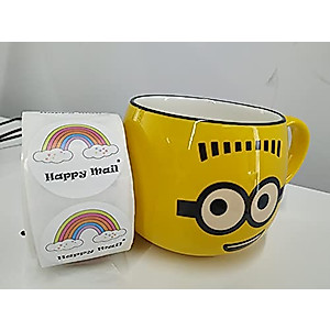 Rainbow Happy Mail Stickers 1.5 Inch Mailing Sticker - 500 Pcs Thank You Labels for Small Shops , Shipping Package Lables Decorative Flower Boutiquets Envelope Sealings