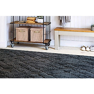 Custom Size Hallway Runner Rug Trellis Grey Color 31 inch Wide Select Your Length Non-Slip (Skid Resistance) Rubber Backing 8 feet x 31 inch (Color Options Available)