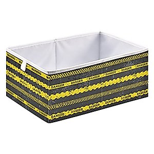 CaTaKu Yellow Stripes Lines Cube Storage Bins for Organization, Rectangular Fabric Storage Cubes Storage Bins for Cube Organizer Foldable Storage Baskets for Shelves Living Room
