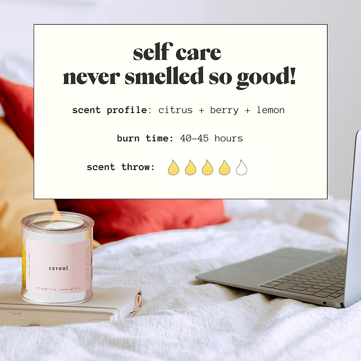 Mala Scented Candles - Cereal Scented Candle - Vegan Soy Candles - Hand Poured Aromatherapy Candle with 45 Hour Burn - 6.8 oz (Classic Size)