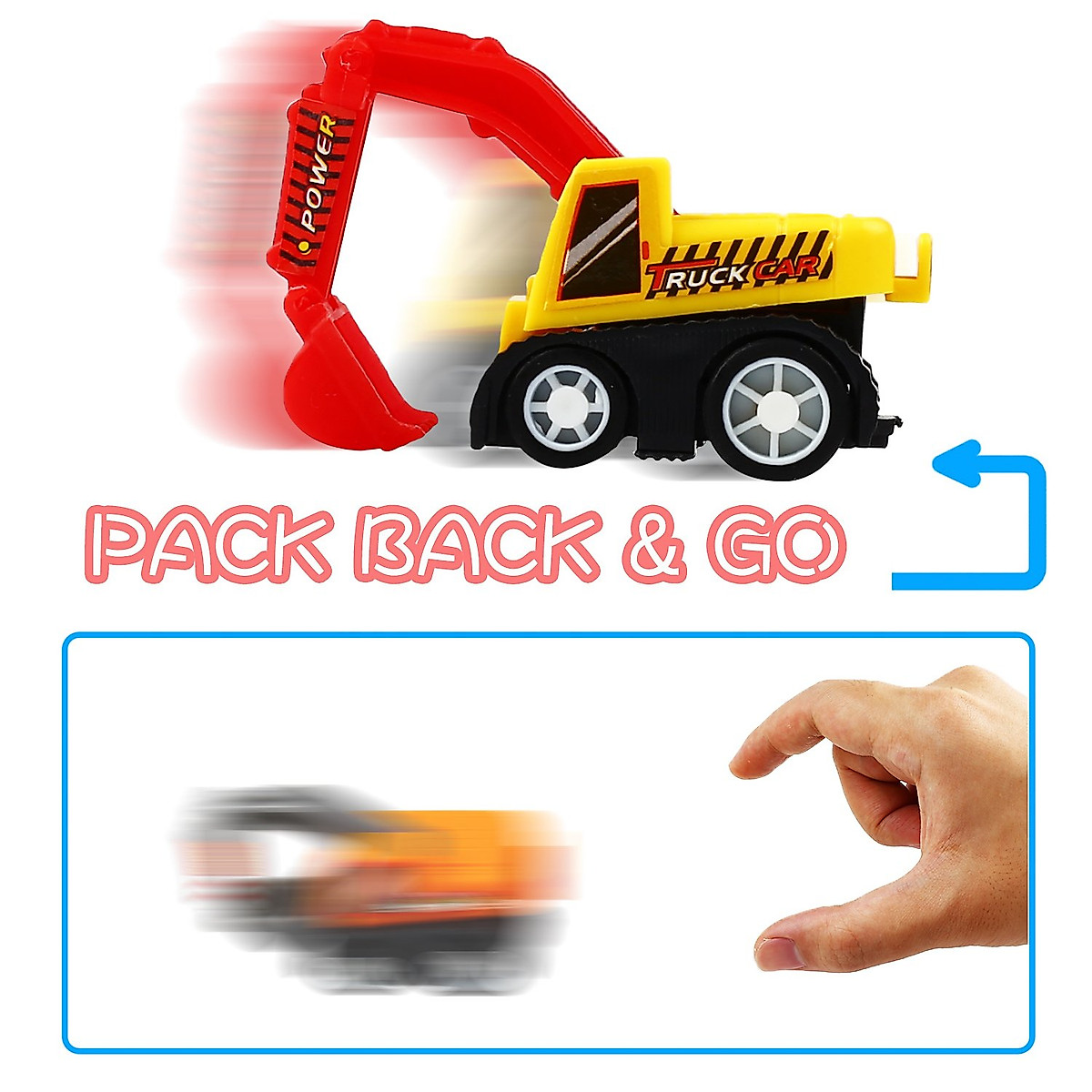 12-Piece Mini Truck Toy Kit - Pull Back Construction Vehicles for Kids, Great Party Favors, Birthday Gifts, Classroom Rewards, and Stocking Stuffers