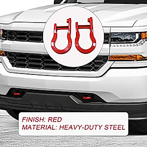 CARMOCAR Front Tow Hooks Replacement for Chevy Silverado GMC Sierra 1500 2007-2019 in Red Car Tow Hook Ring Front Lower Bumper Trailer Ring 84192871 Steel Alloy