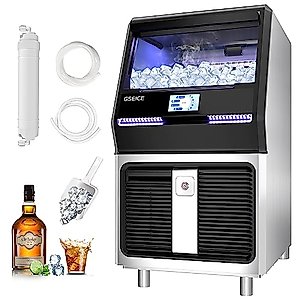 GSEICE Commercial Ice Maker Machine 200LBS/24H, Advanced 4.3 inch Touch Screen, 70LBS Food-Grade Materials Storage Bin, 304 Stainless Steel Ice Making Machine Perfect for Home and Business