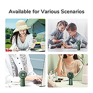 JISULIFE Handheld Fan, 4000mAh Portable Hand Fan, Mini Personal Rechargeable Hand Held Fan, Max 16Hrs Battery Operated USB Small Fan with 3 Speeds for Outdoor Travel Commute Office Women Men-Green