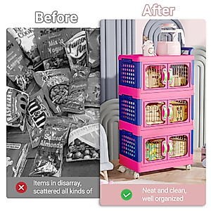 XCBYT Storage Bins with Lids - 3 Tier 36 Gal Collapsible Stackable Storage Bins Plastic Foldable Box Storage with Wheels Closet Organizers and Storage for Bedroom Studyroom Office