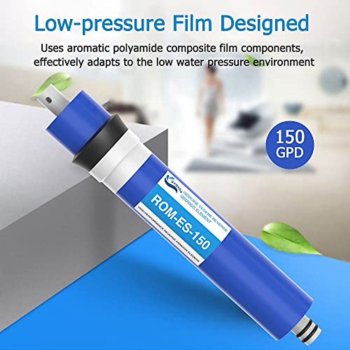 Vegebe 150 GPD RO Membrane Filter 12"x2" Reverse Osmosis Membrane Element Replacement Fits Under Sink RO Drinking Water Filter Filtration Purifier System, 1 Pack