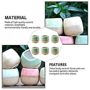 Happyyami 6Pcs Thumb Ceramic Planter Ceramic owl Pot Mini Succulent Pot Floral Ceramic vase Lovely Flower Pots air Plants Vases Plant Pot Mini vase Desktop Decorations Ceramics Brush Holder