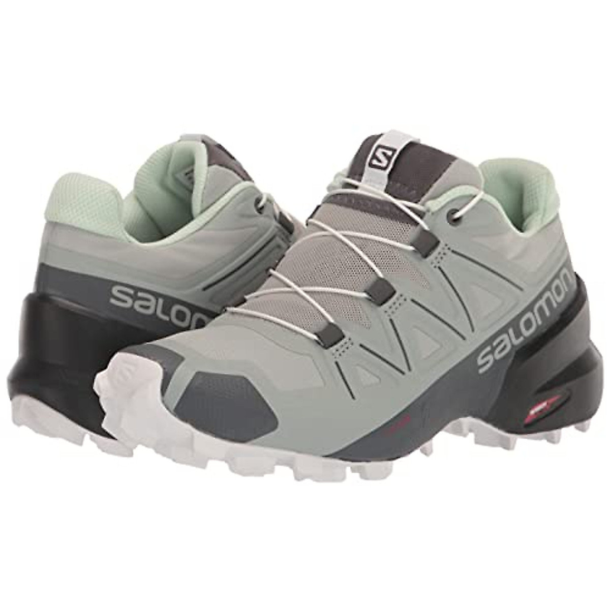 Salomon womens Salomon Women's Speedcross 5 for Women Trail Running Shoe, Wrought Iron/Spray/White, 9.5 US