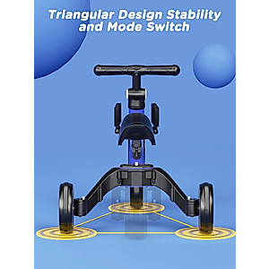 ﻿XJD 5 in 1 Toddler Bike, Tricycle for Toddlers 1-3 with Adjustable Seat Height, Removable Pedals, Ideal Balance Bike Birthday Gifts and Toys for Boys and Girls (Blue)